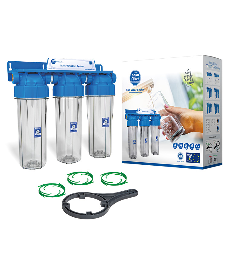 Aquafilter 10" Triple Stage Water Filter Housing – Transparent Sumps ...